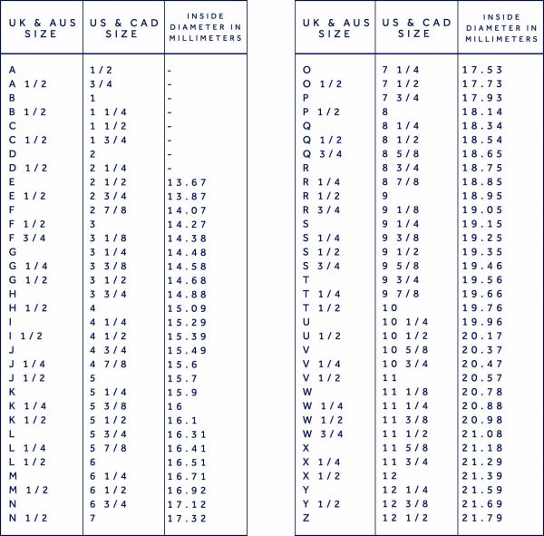 Ring Size Guide Taylor Hart